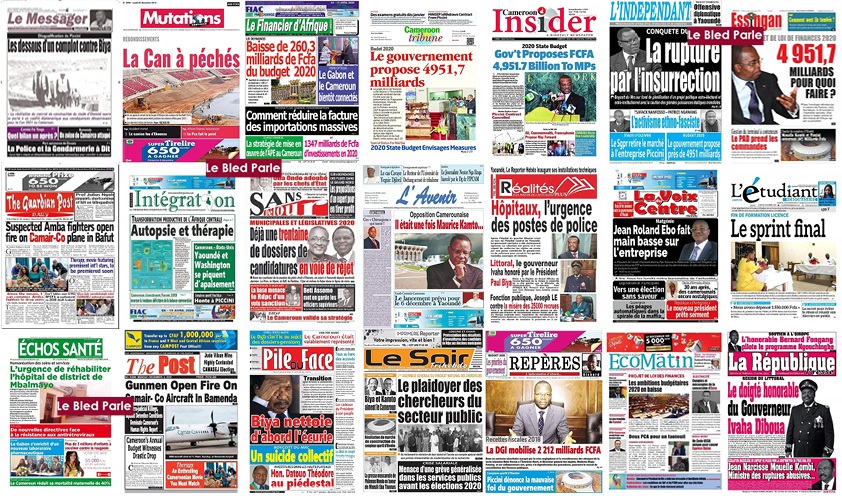 Cameroun La Revue De Presse De Ce Lundi 2 Décembre 2019 Lebledparle